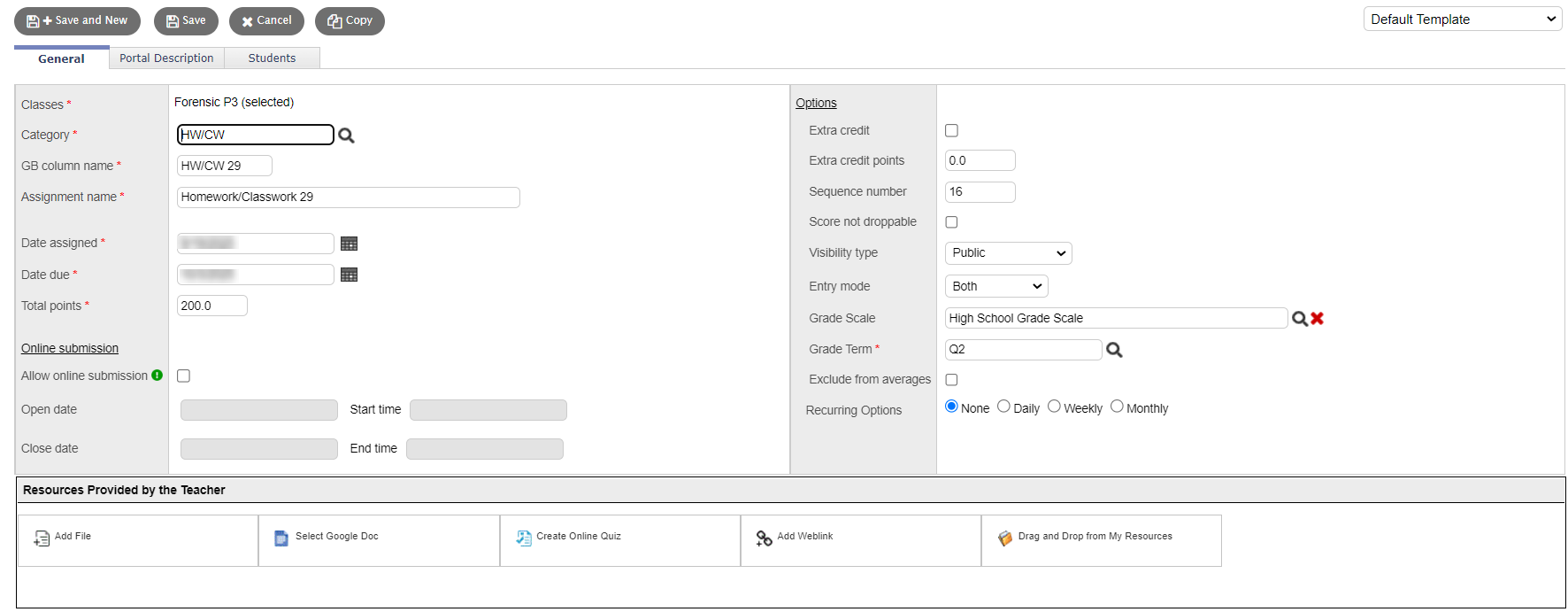 Copy and Edit an Assignment
